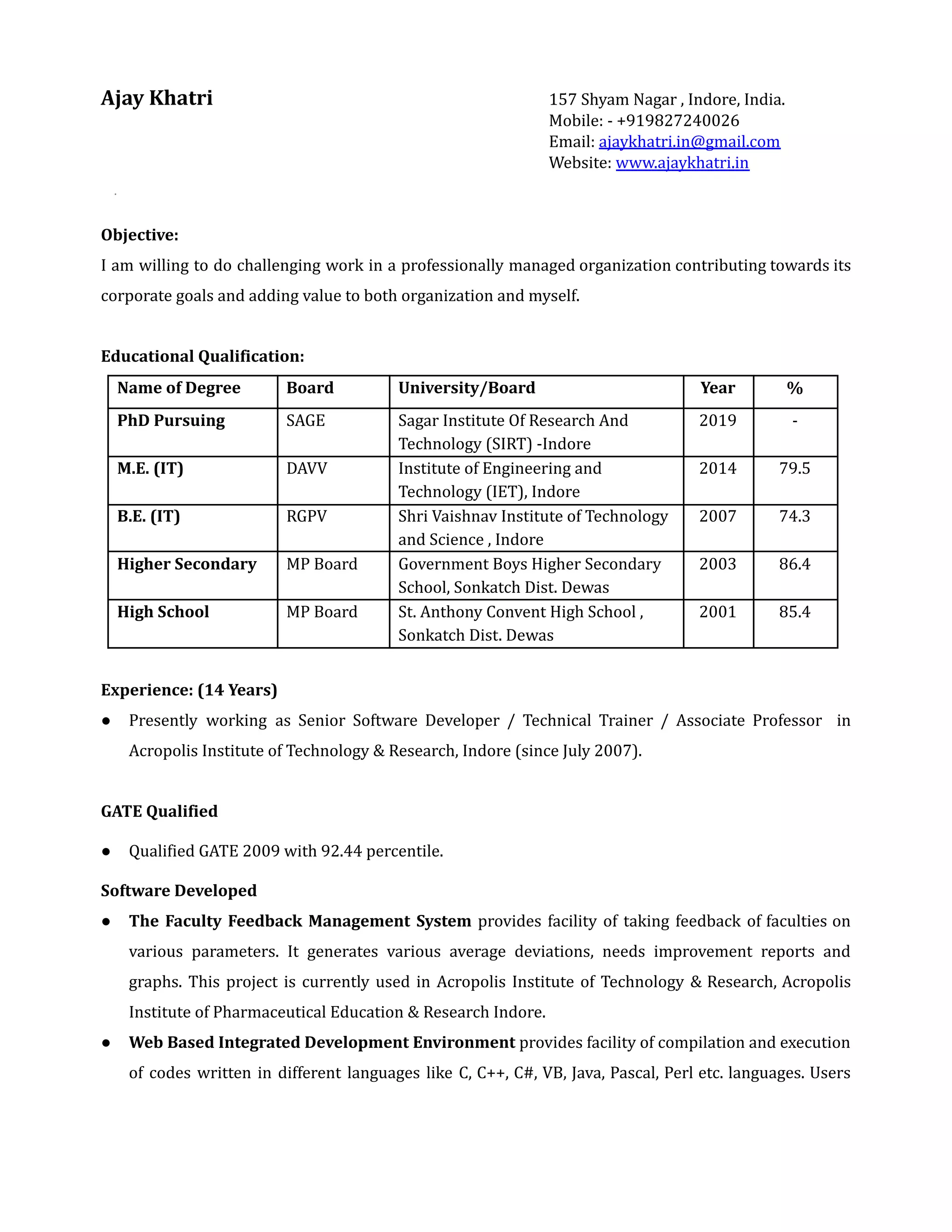 Ajay khatri resume august 2021 | PDF