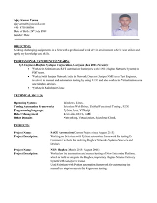 Ajay kumarverma resume | PDF