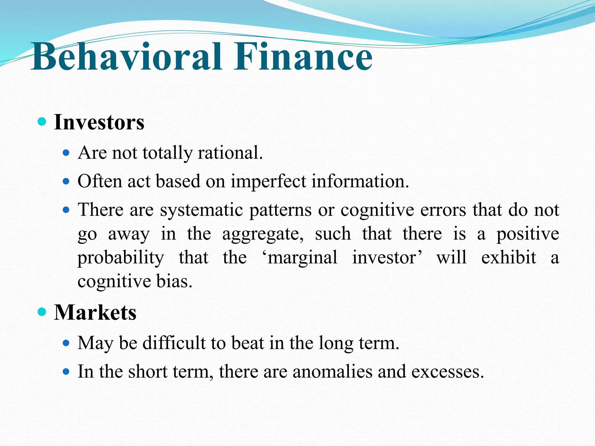 behavioral finance:theories, issues and challenges | PPTX