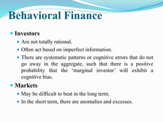 behavioral finance:theories, issues and challenges | PPTX