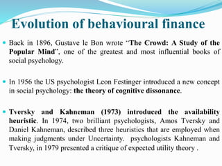 behavioral finance:theories, issues and challenges | PPTX