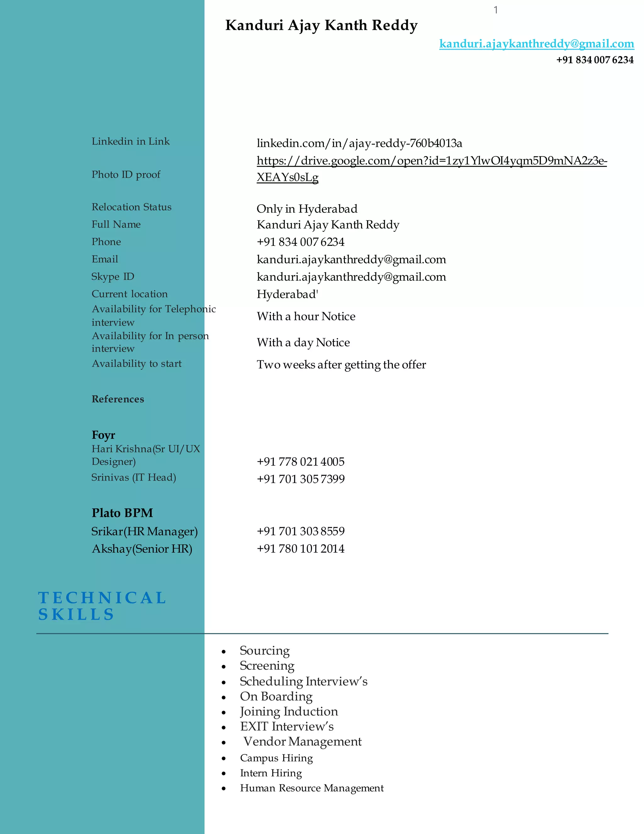 Ajay reddy cv | PDF