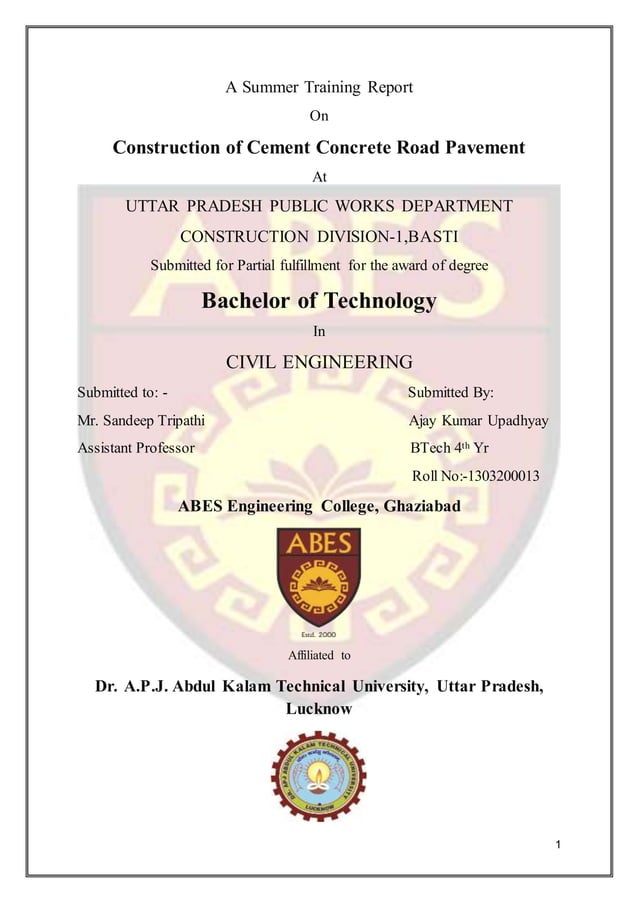 training report on pwd | DOCX