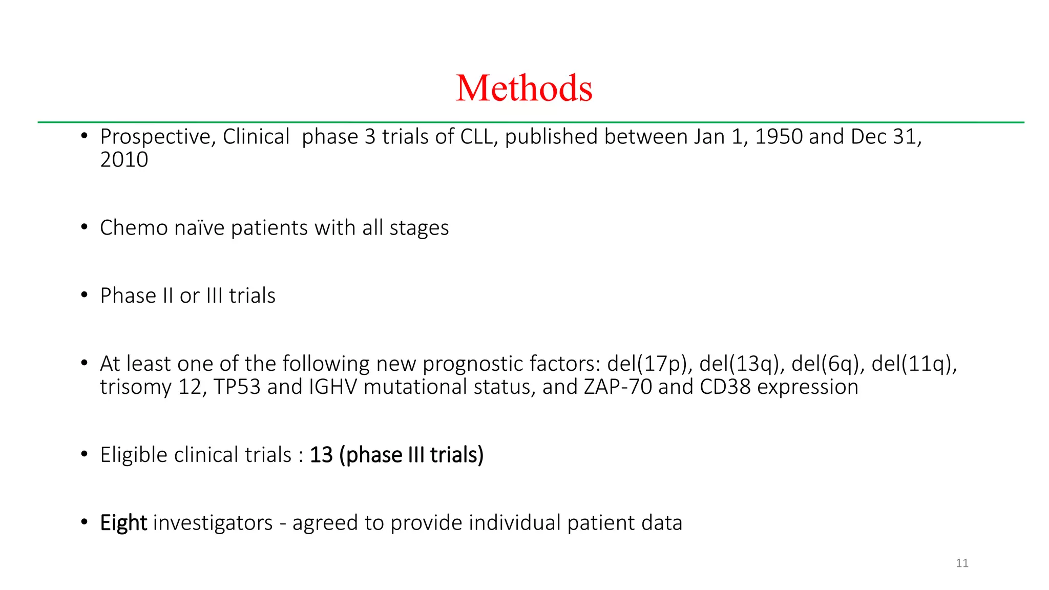 Prognostication of Chronic Lymphocytic Leukemia: IPI | PPTX