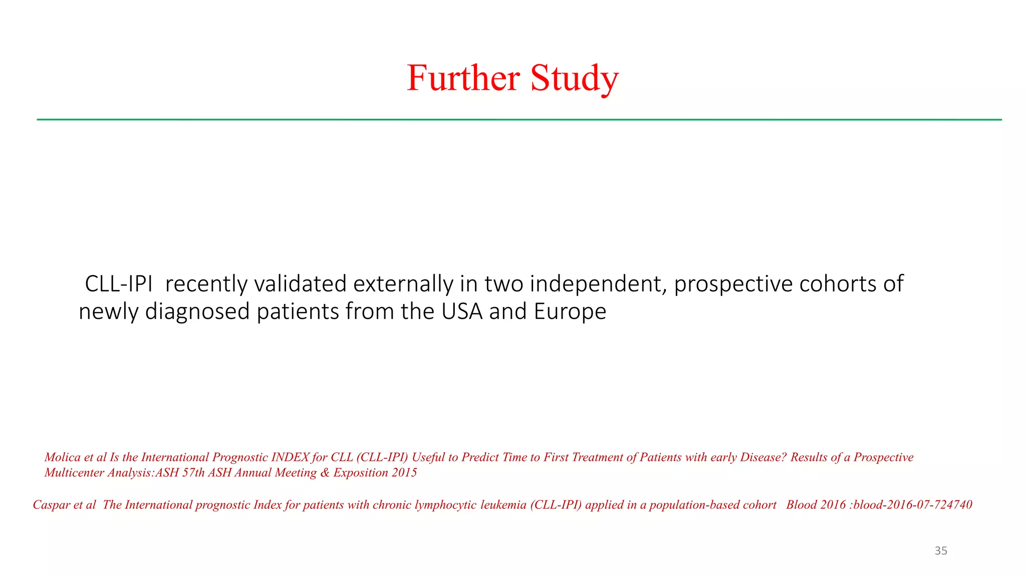 Prognostication of Chronic Lymphocytic Leukemia: IPI | PPTX