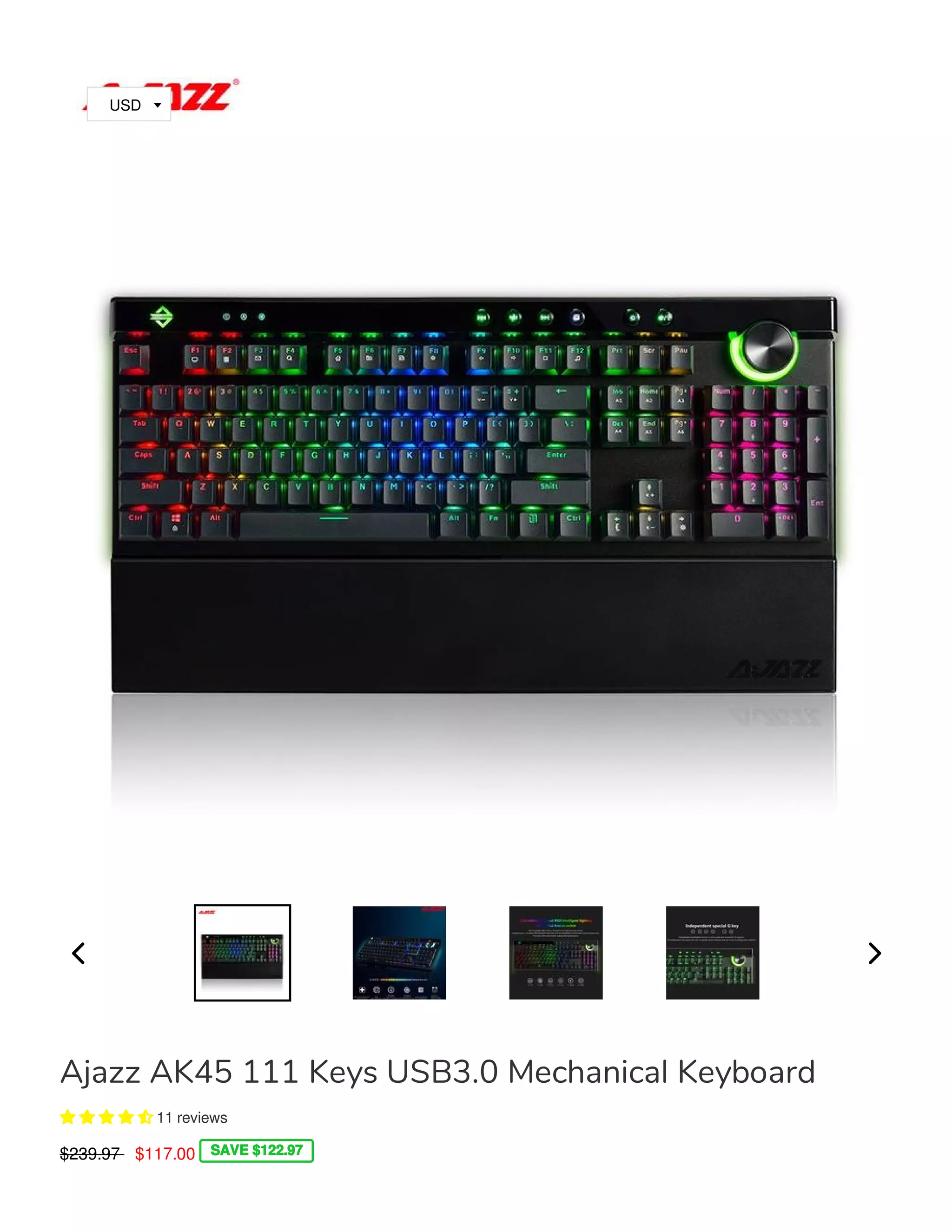 Ajazz AK45 111 Keys USB3.0 Mechanical Keyboard | PDF