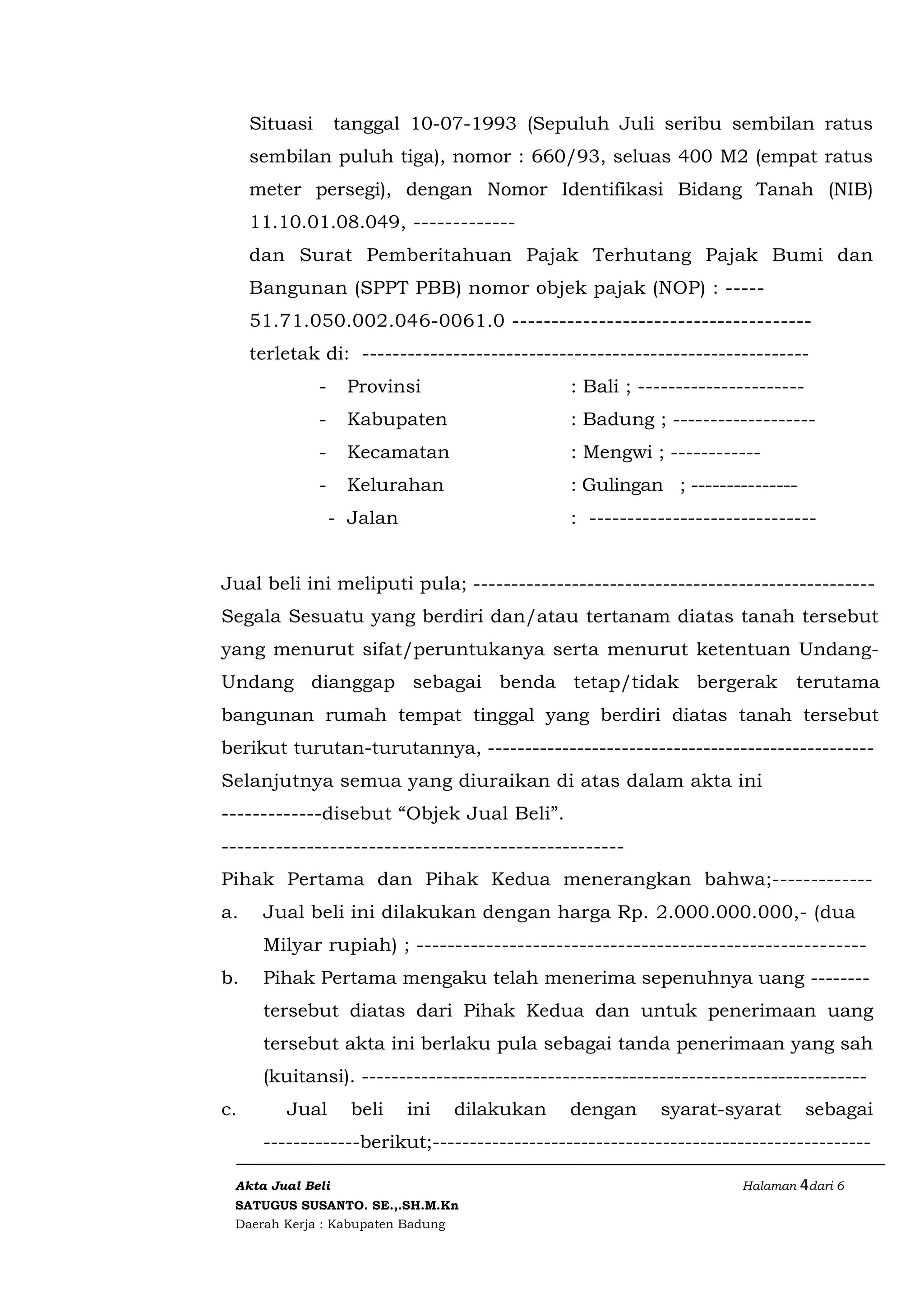 AKTA JUAL BELI ( CONTOH ) | DOC