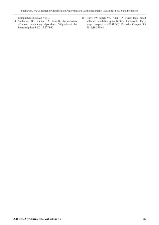 Impact of Classification Algorithms on Cardiotocography Dataset for Fetal State Prediction | PDF ...