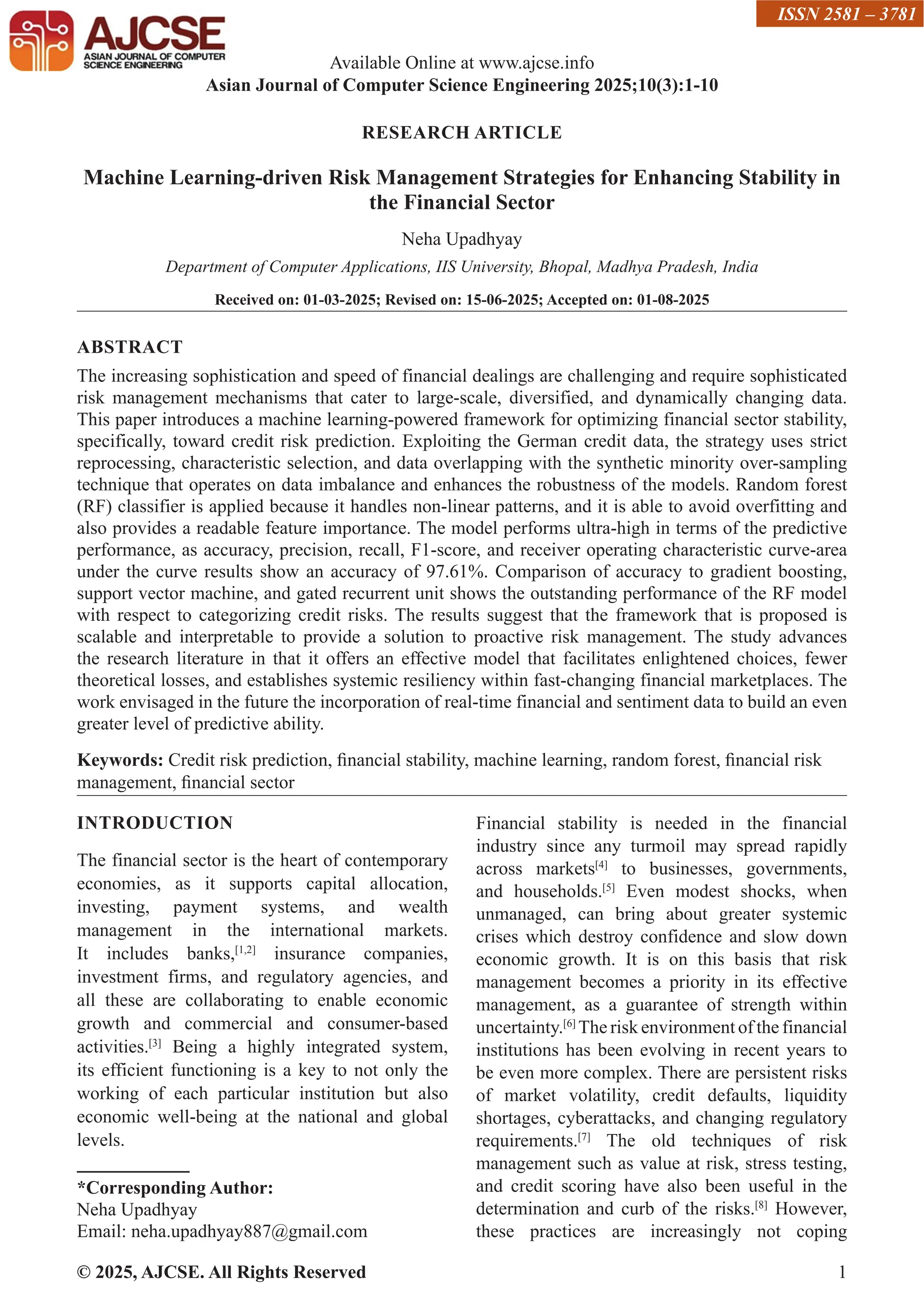 Machine Learning-driven Risk Management Strategies for Enhancing Stability in the Financial ...