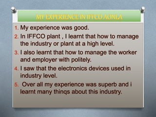 IFFCO Industrial Training ppt | PPTX