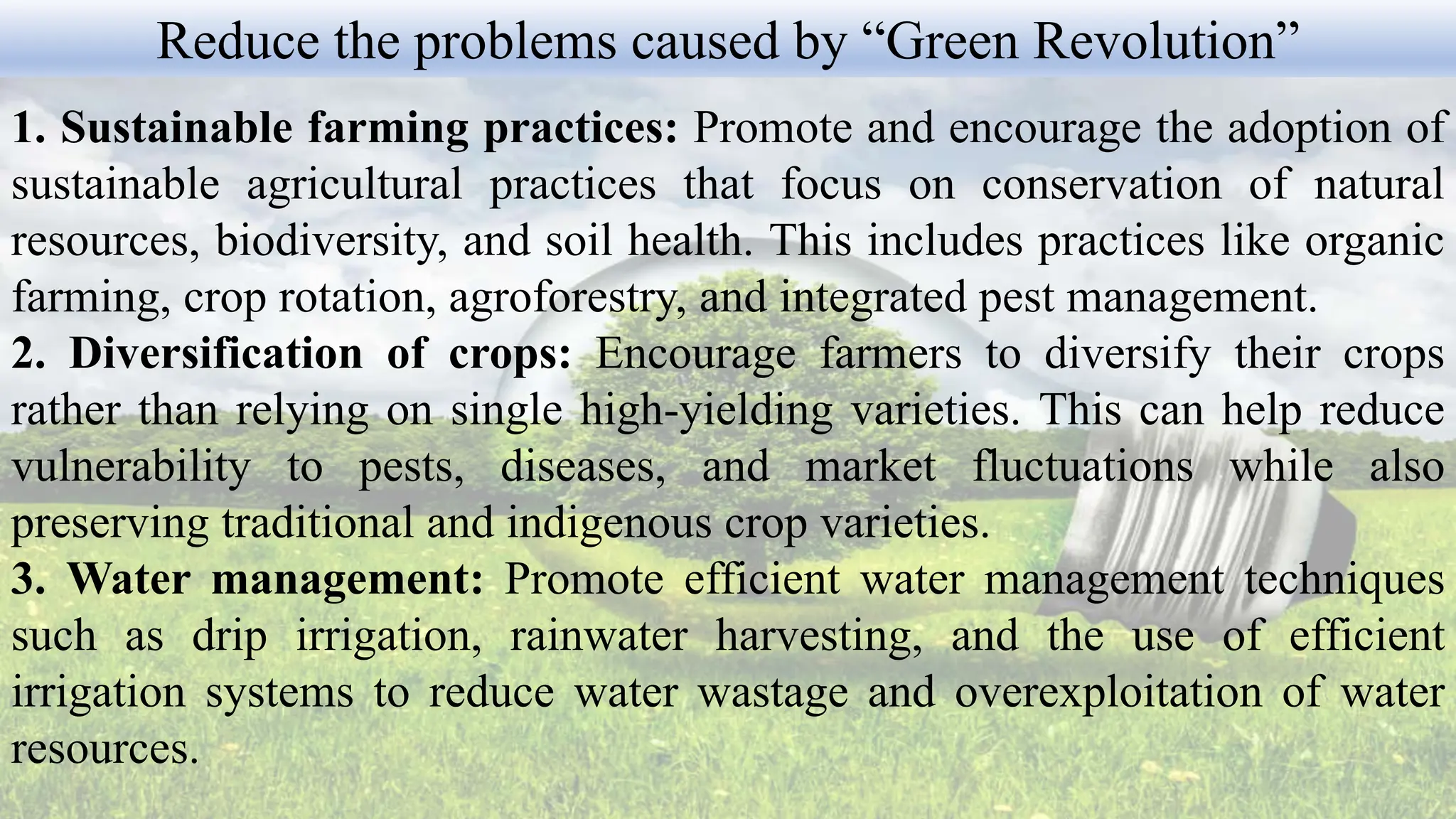 Problems of green revolution and how to overcome it | PPTX