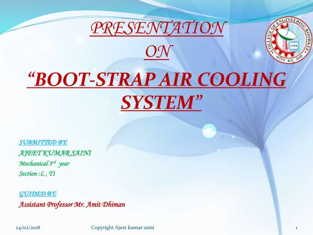 Boot-strap air cooling system | PPTX | Chemistry | Science