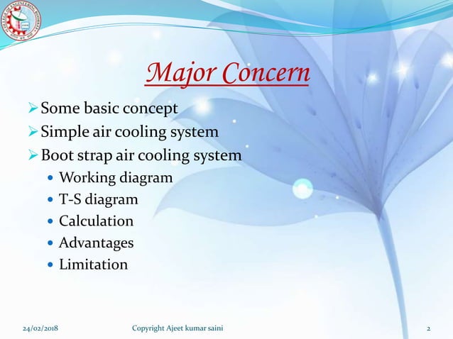 Boot-strap air cooling system | PPTX | Chemistry | Science