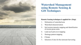 Application of Remote Sensing & GIS Techniques in Watershed Management ...