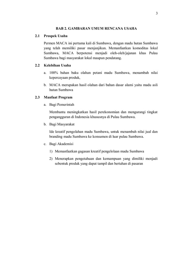 Contoh Tugas Bisnis Plan / Proposal PKM | PDF