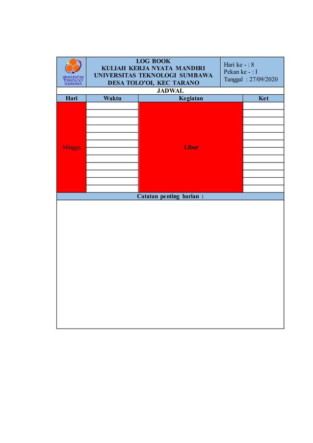 Contoh Format Laporan KKN Mandiri | PDF
