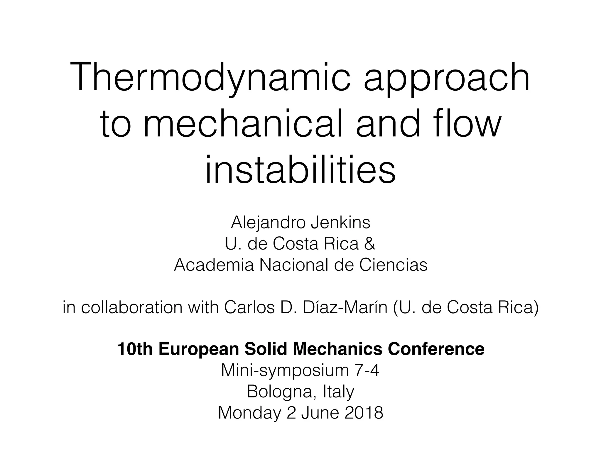 Thermodynamic approach to mechanical and flow instabilities | PDF