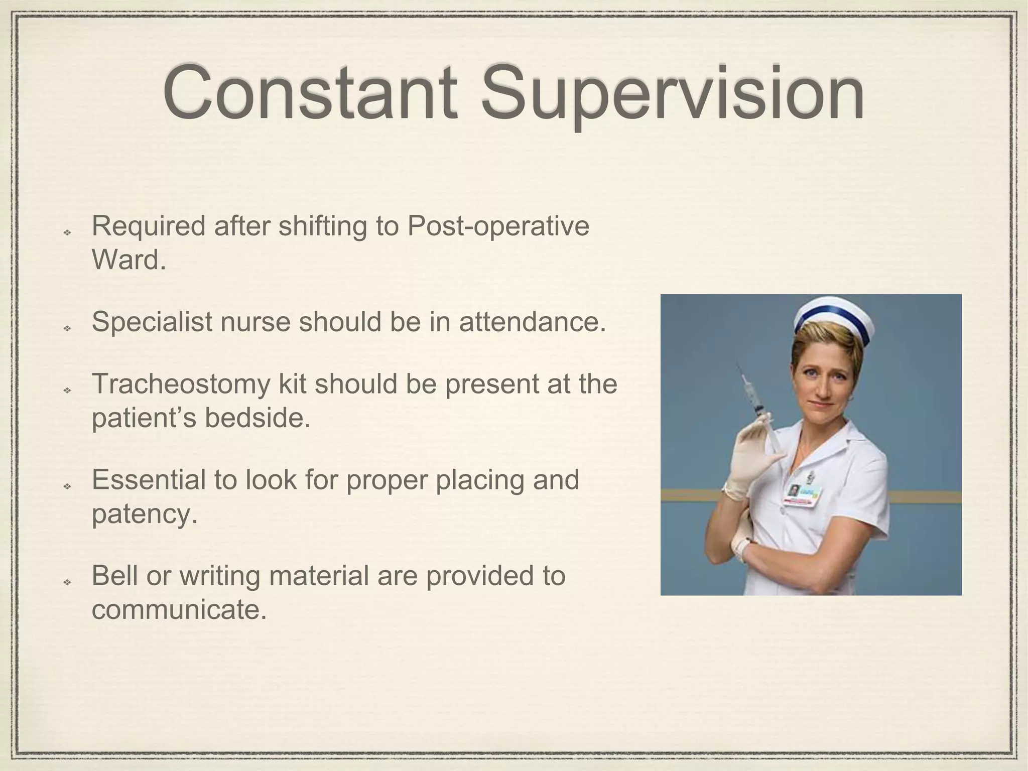 Tracheostomy (postop care & complications) | PPTX