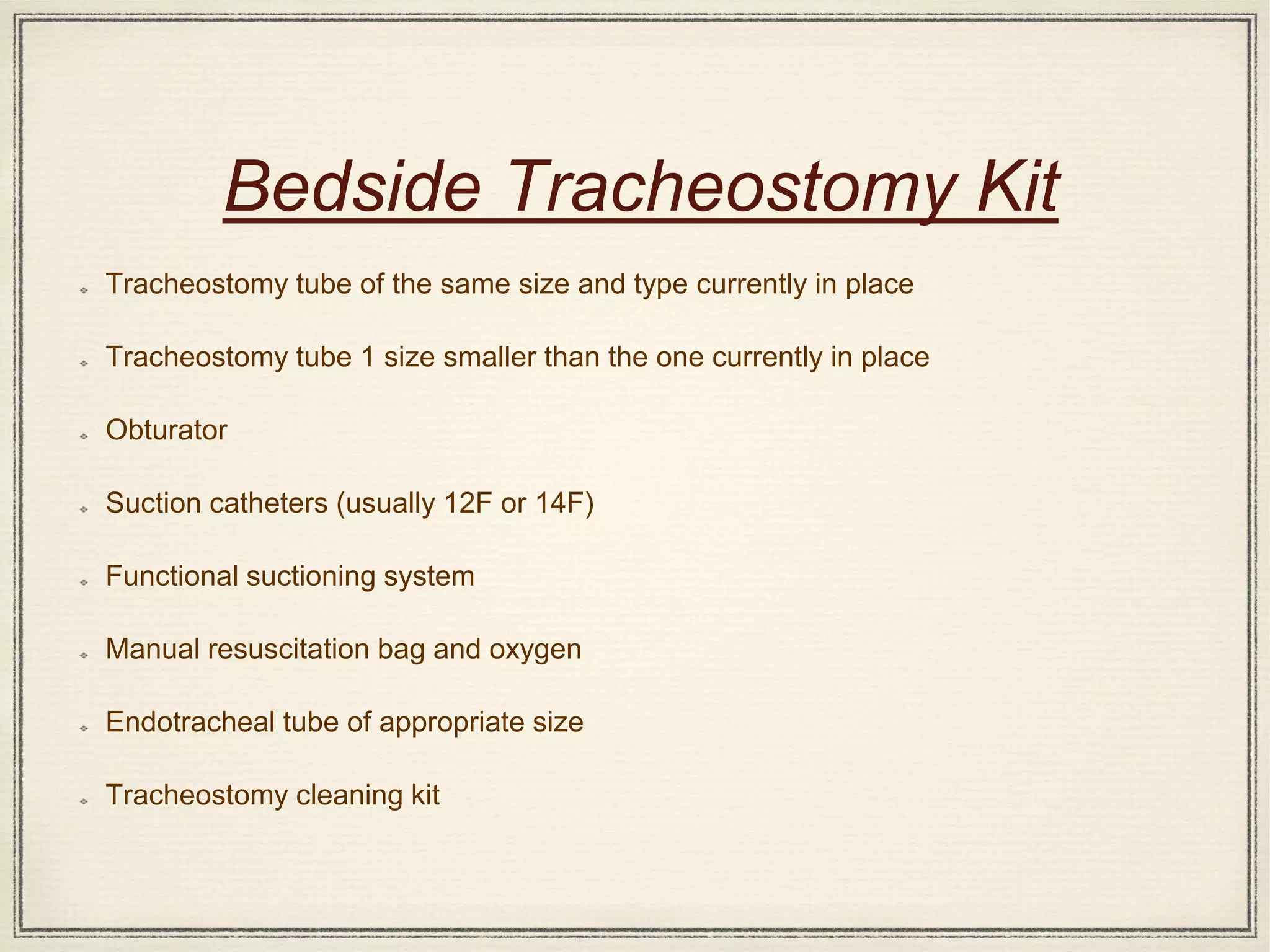 Tracheostomy (postop care & complications) | PPTX