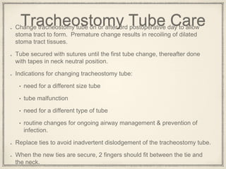 Tracheostomy (postop care & complications) | PPTX