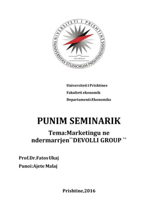 Punim Seminarik Universiteti Prishtine