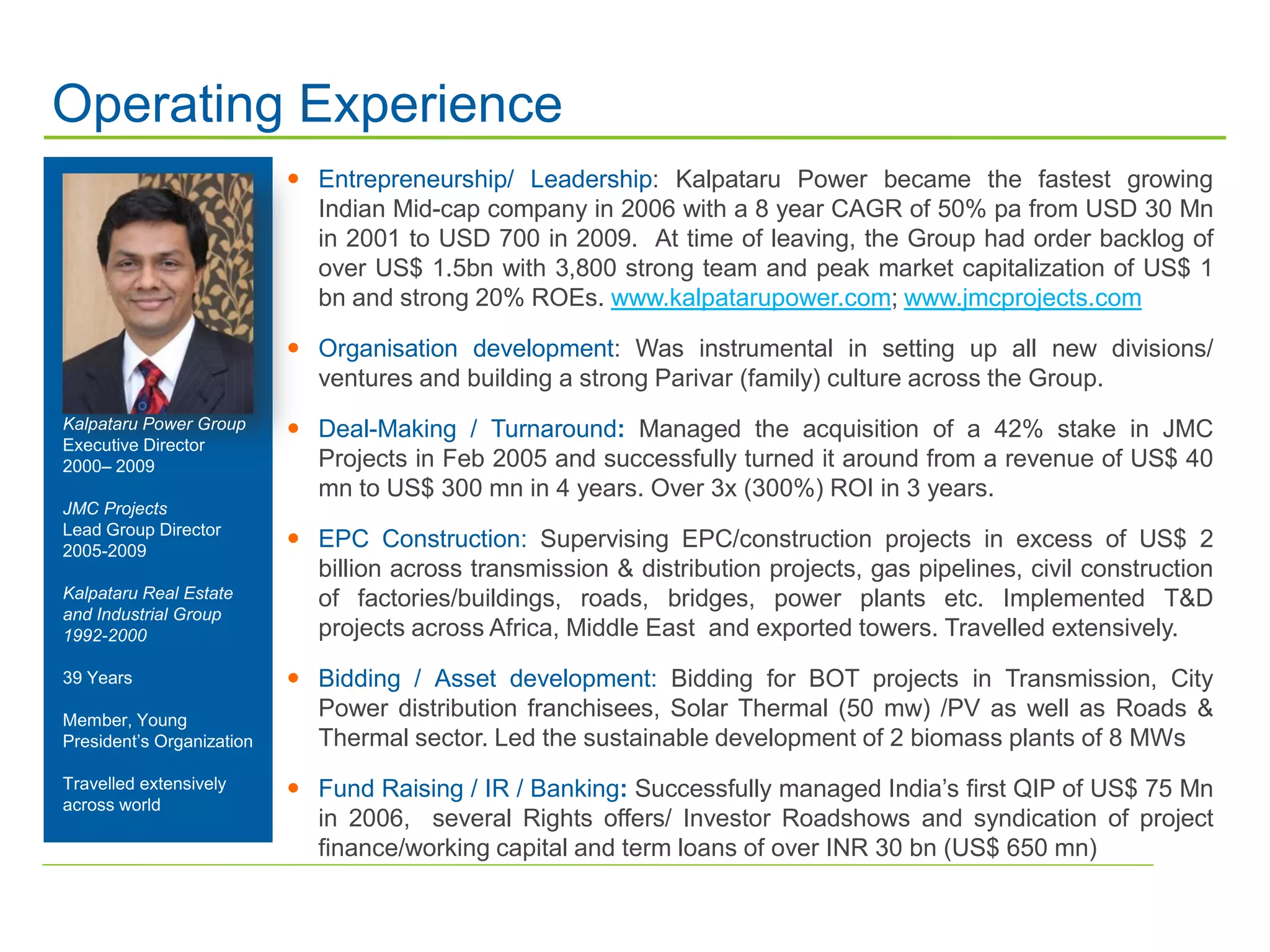 Ajay Munot Experience 2011 | PPT