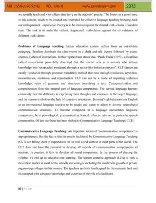 Poetry as Cultural and Cognitive base for ELT in Post Modern Scenario ...