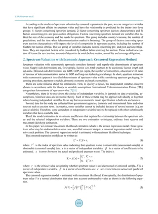 Radio Spectrum Valuation by Using Censored Regression Method | PDF