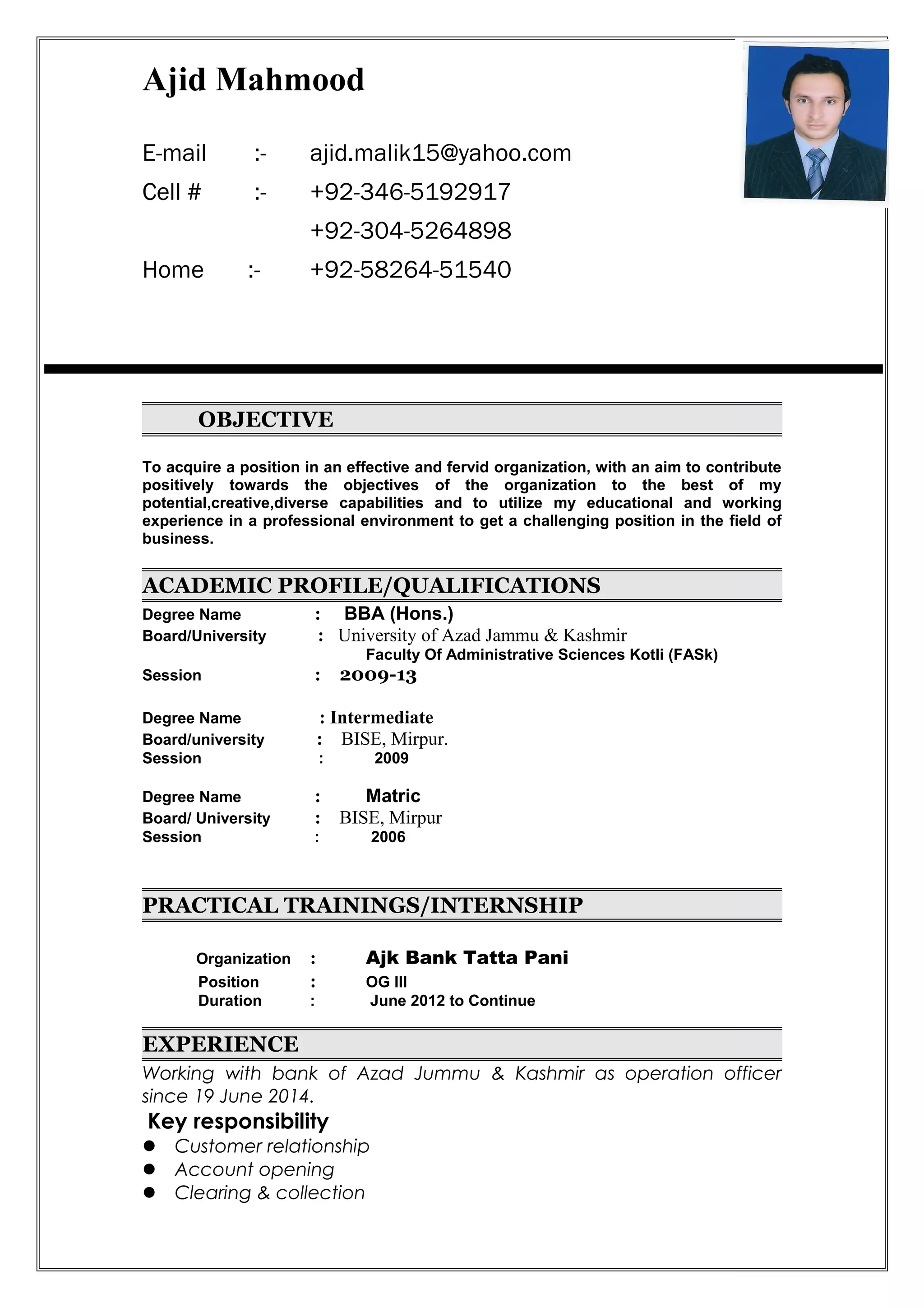 Ajid (cv) (2) | DOC | Business | Business and Finance