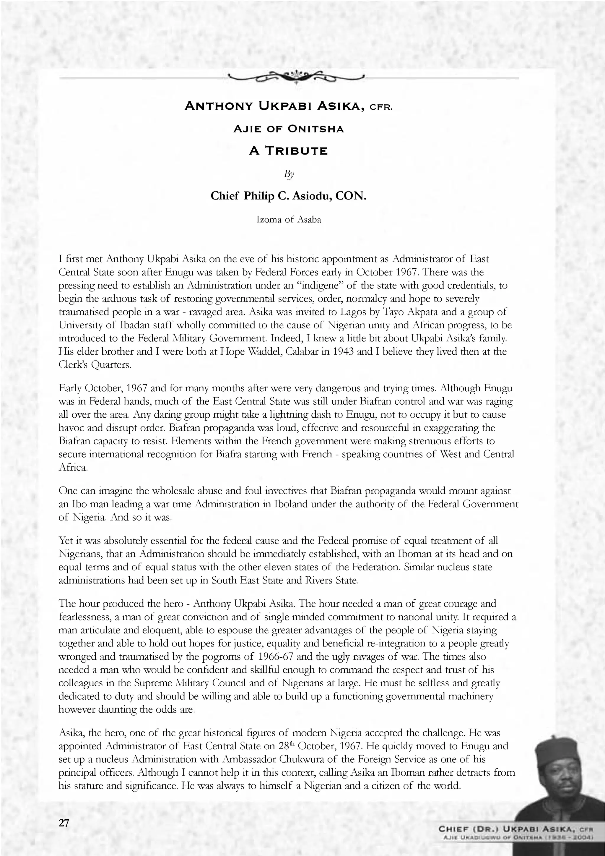 Ajie Ukpabi Asika. Funeral brochure June 2004 | PDF