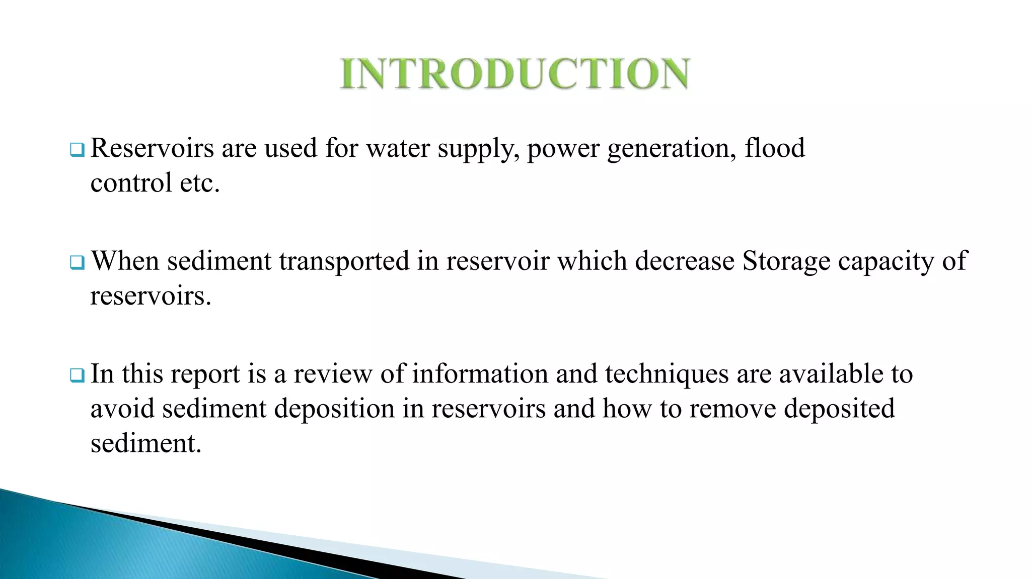 reservoir siltation and desiltation | PPTX | Water Services | Home ...