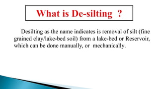 reservoir siltation and desiltation | PPTX | Water Services | Home ...