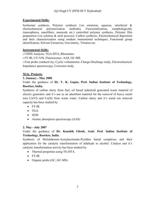 Ajit cv job | PDF | Chemistry | Science