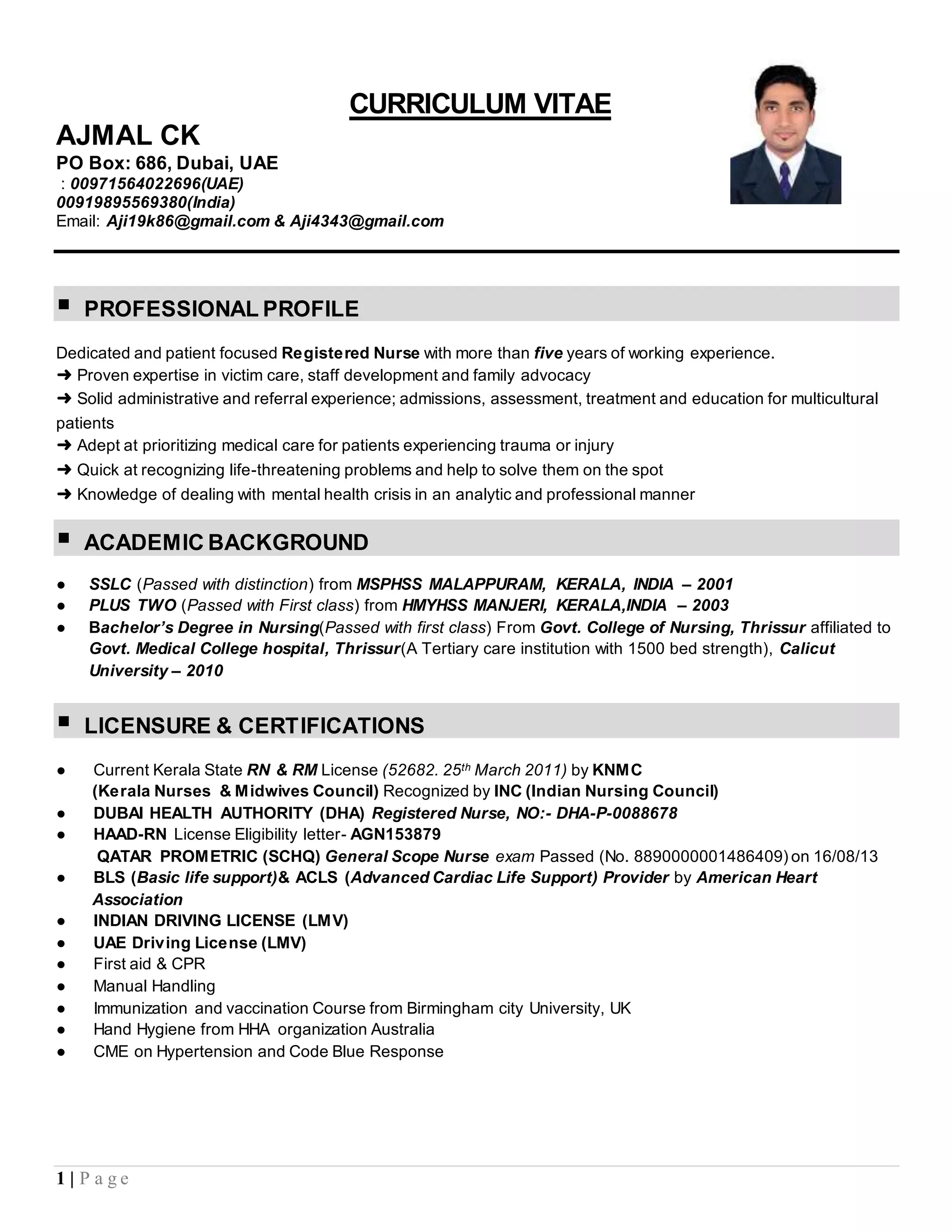 Ajmal ck cv new | DOCX | First Aid | Injuries