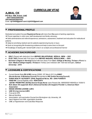 Ajmal ck cv new | DOCX | First Aid | Injuries