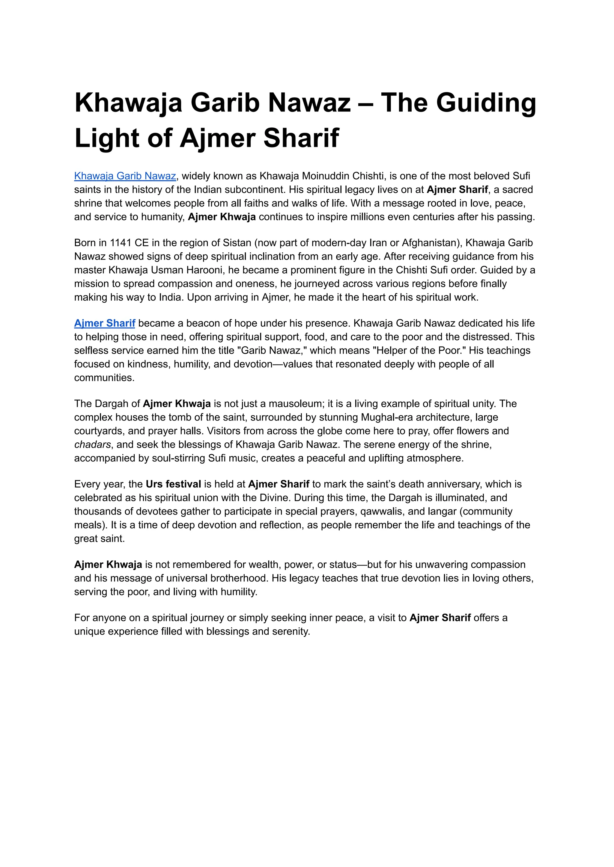 Khawaja Garib Nawaz – The Guiding Light of Ajmer Sharif | PDF
