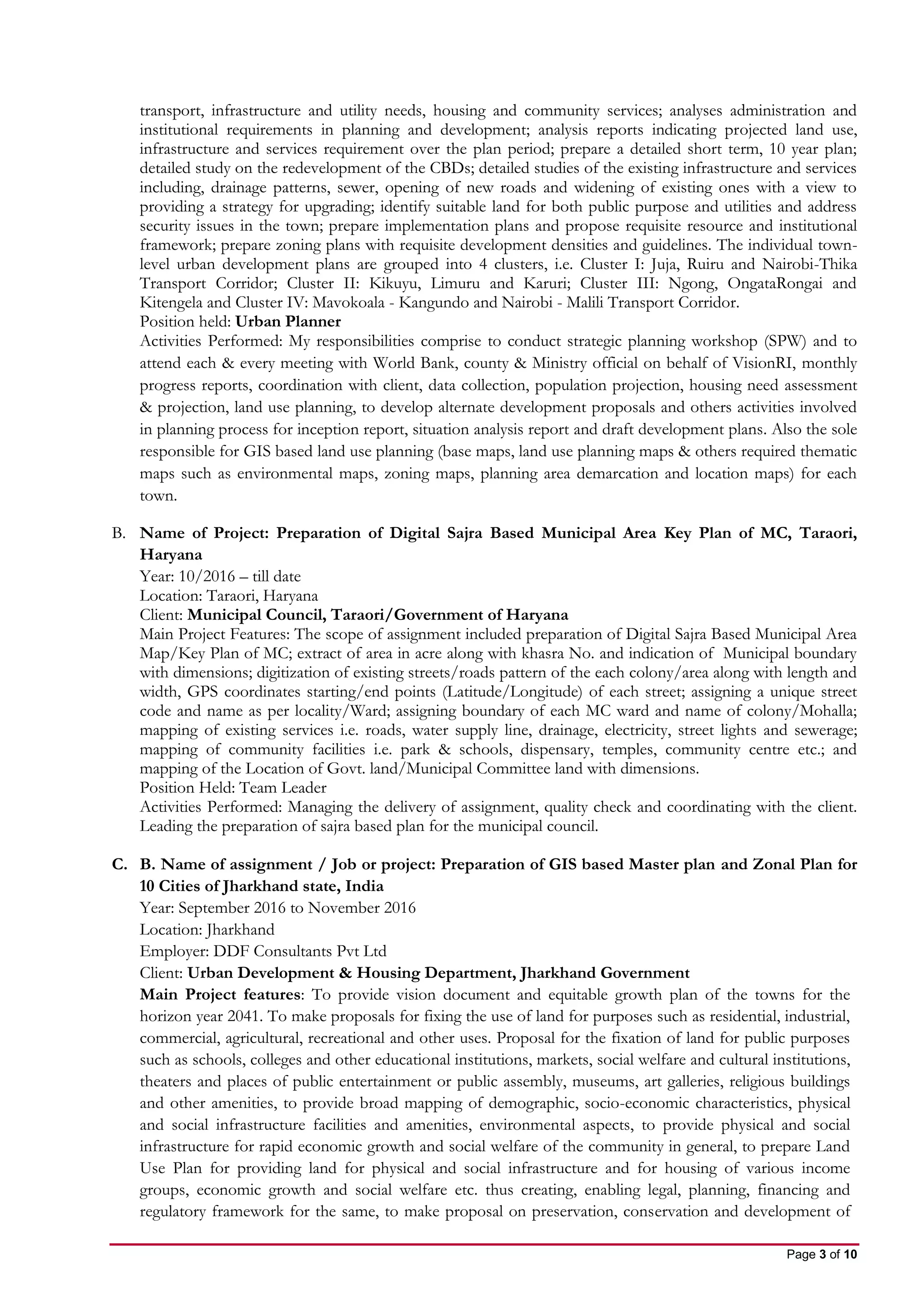 Ajmer singh CV- Urban Planner & GIS expert | PDF