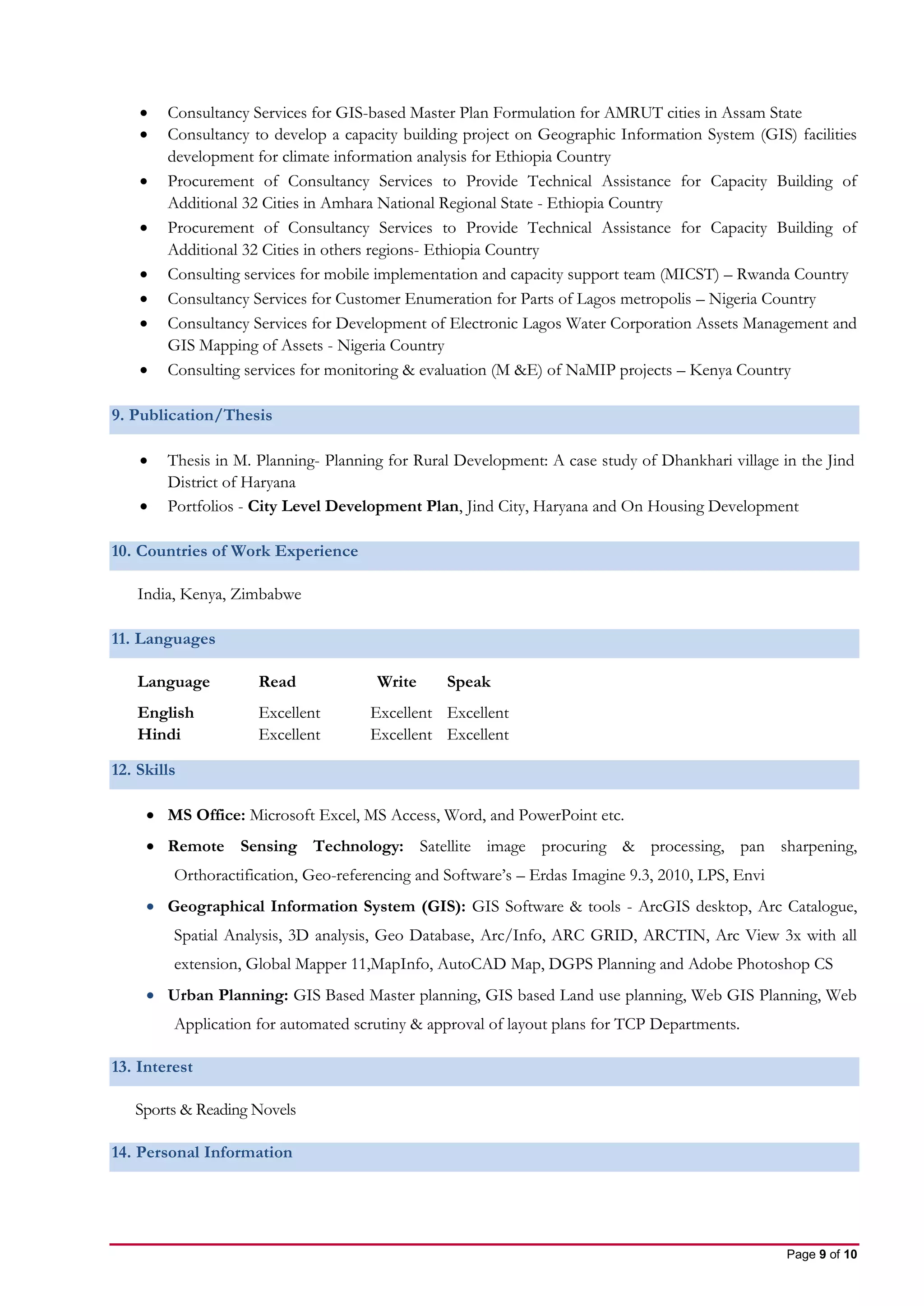 Ajmer singh CV- Urban Planner & GIS expert | PDF