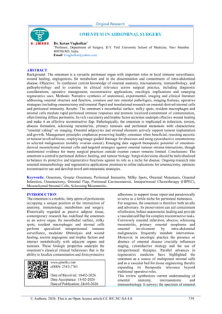 Comprehensive Review of Omentum in Abdominal Surgery: Anatomy ...