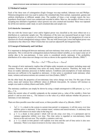 SUITABILITY OF COINTEGRATION TESTS ON DATA STRUCTURE OF DIFFERENT ...