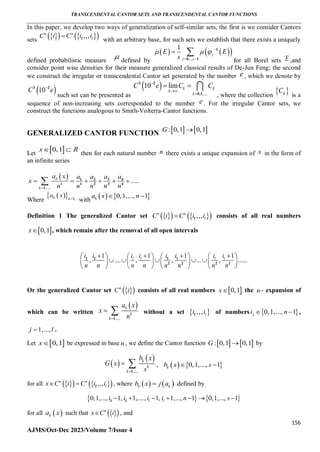 TRANSCENDENTAL CANTOR SETS AND TRANSCENDENTAL CANTOR FUNCTIONS | PDF