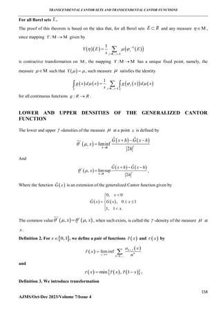 TRANSCENDENTAL CANTOR SETS AND TRANSCENDENTAL CANTOR FUNCTIONS | PDF