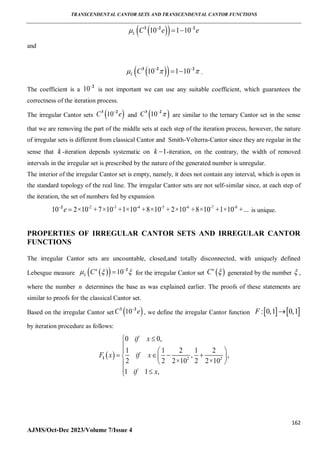 TRANSCENDENTAL CANTOR SETS AND TRANSCENDENTAL CANTOR FUNCTIONS | PDF