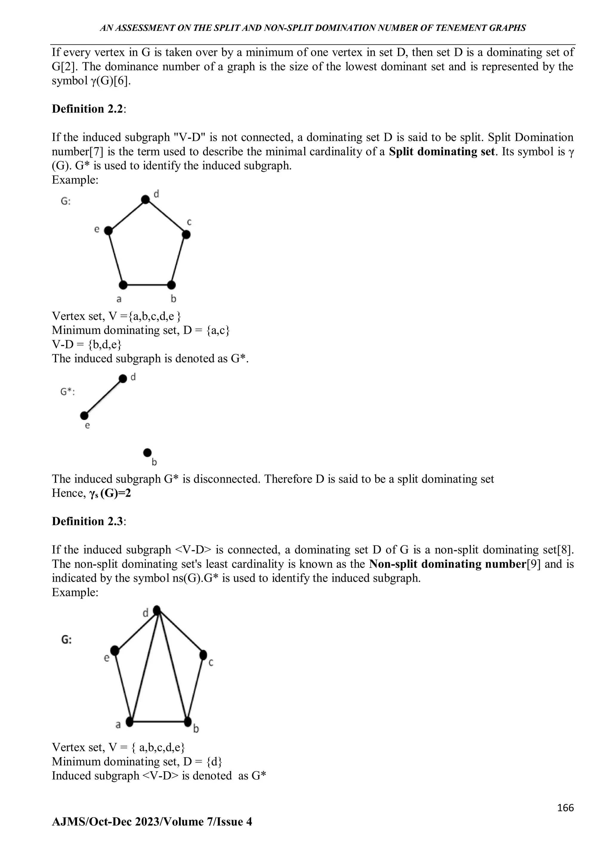 AN ASSESSMENT ON THE SPLIT AND NON-SPLIT DOMINATION NUMBER OF TENEMENT GRAPHS | PDF | Computer ...