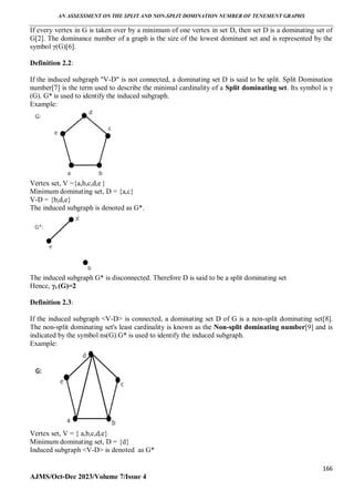 AN ASSESSMENT ON THE SPLIT AND NON-SPLIT DOMINATION NUMBER OF TENEMENT ...