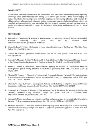 BRIDGING THE KNOWLEDGE GAP: ENHANCING TRACHEOSTOMY CARE SKILLS THROUGH STRUCTURED LEARNING | PDF