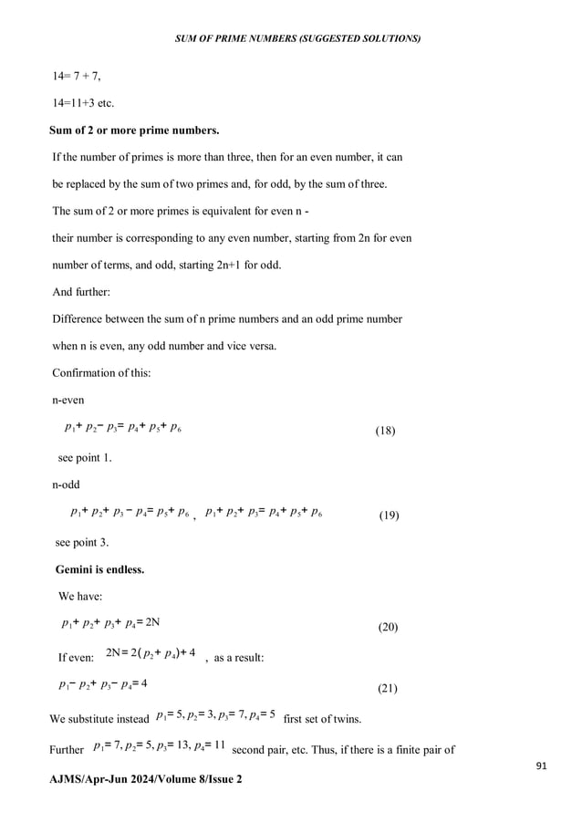 SUM OF PRIME NUMBERS (SUGGESTED SOLUTIONS) | PDF