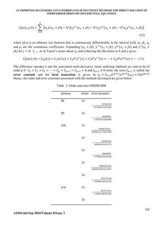 AN IMPROVED MULTI-DERIVATIVE HYBRID LINEAR MULTISTEP METHODS FOR DIRECT SOLUTION OF THIRDORDER ...