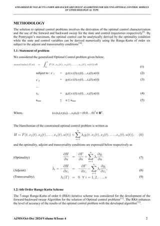 6TH-ORDER RUNGE-KUTTA FORWARD-BACKWARD SWEEP ALGORITHM FOR SOLVING OPTIMAL CONTROL MODELS OF ...