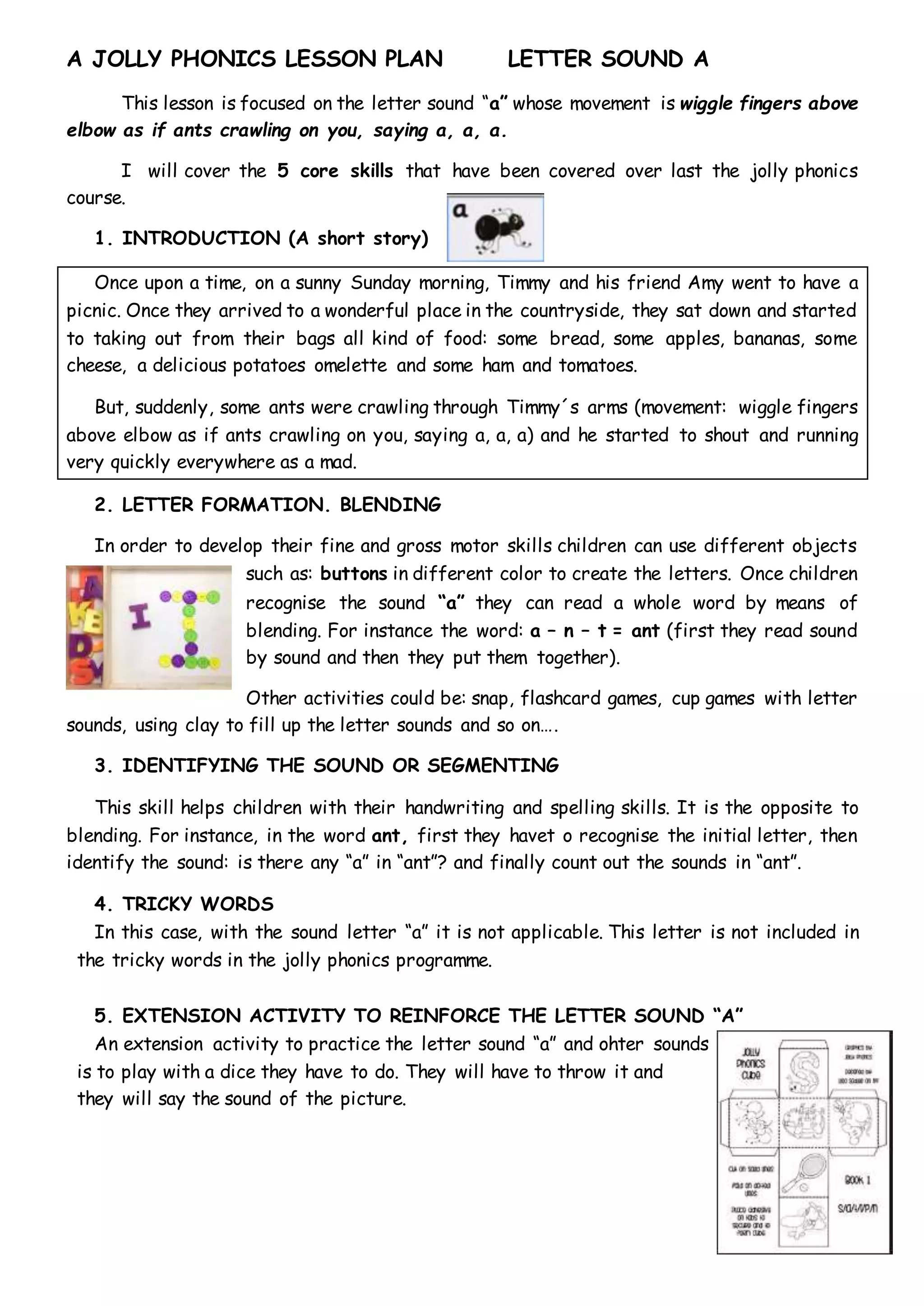A jolly phonics lesson plan letter sound a | DOCX